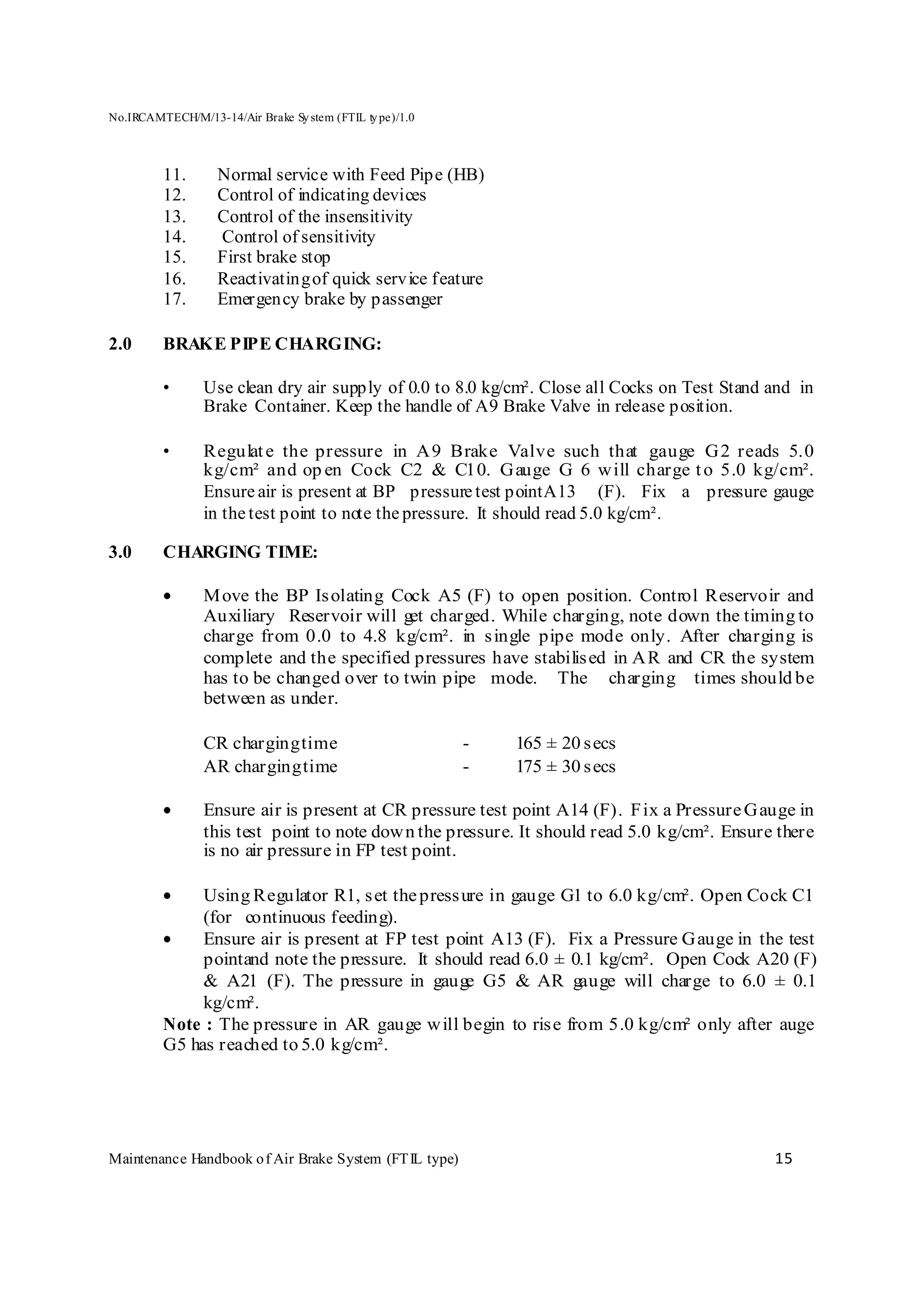 Handbook on maintenance of air brake system in lhb coaches (ftil type ...