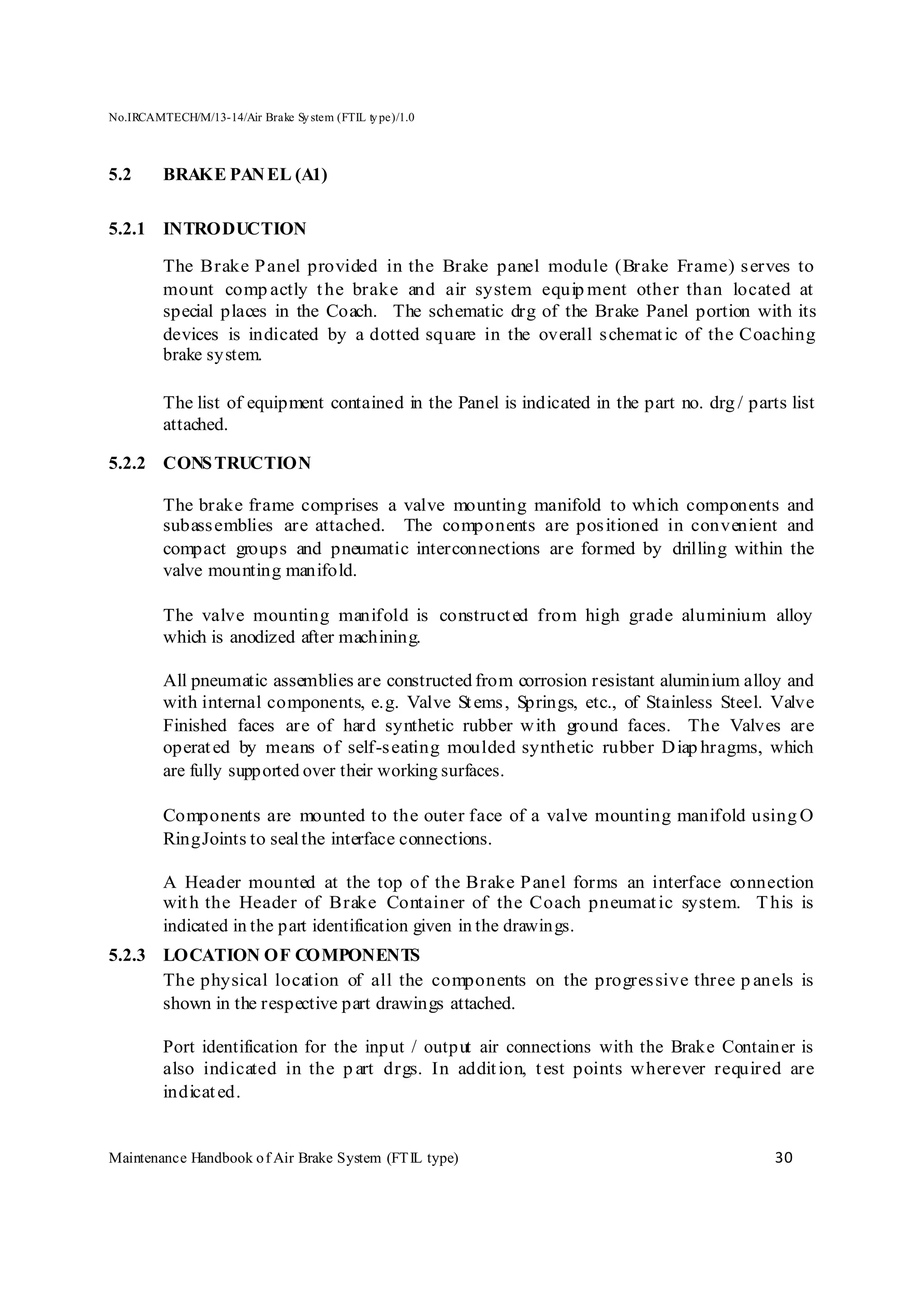 Handbook on maintenance of air brake system in lhb coaches (ftil type ...