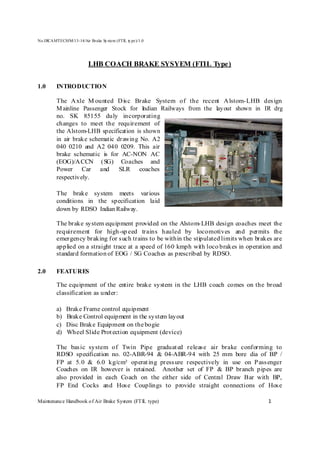 Handbook on maintenance of air brake system in lhb coaches (ftil type ...