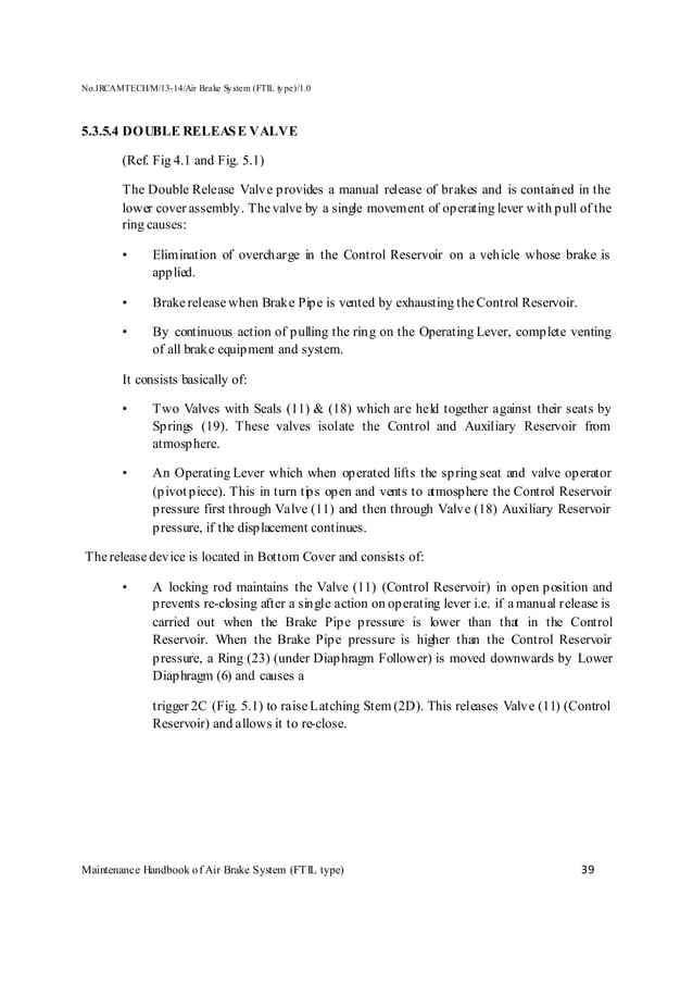 Handbook on maintenance of air brake system in lhb coaches (ftil type ...