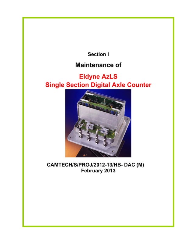 Handbook on maintenance of digital axle counter | PDF