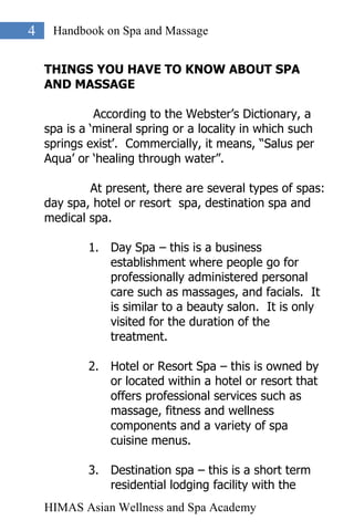 Handbook on Spa and Massage | PDF