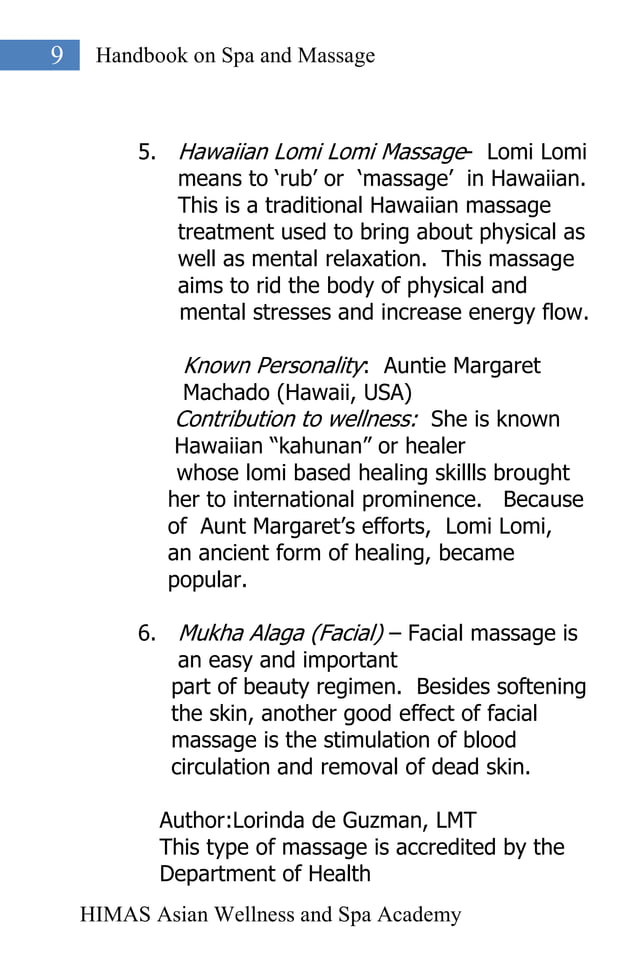 Handbook on Spa and Massage | PDF | Holistic Health | Alternative Medicine