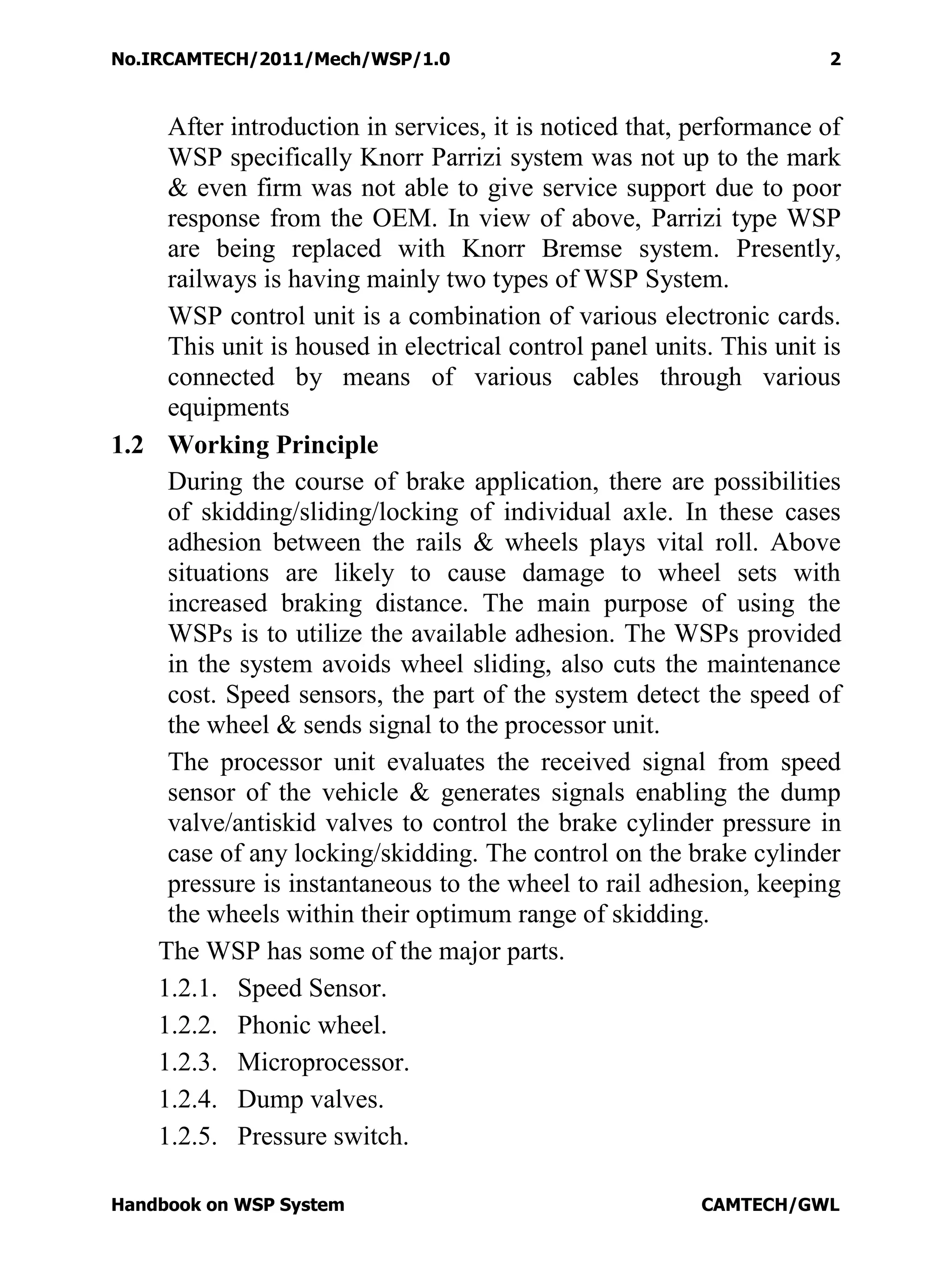 Handbook on wheel slide protection device (wsp) | PDF