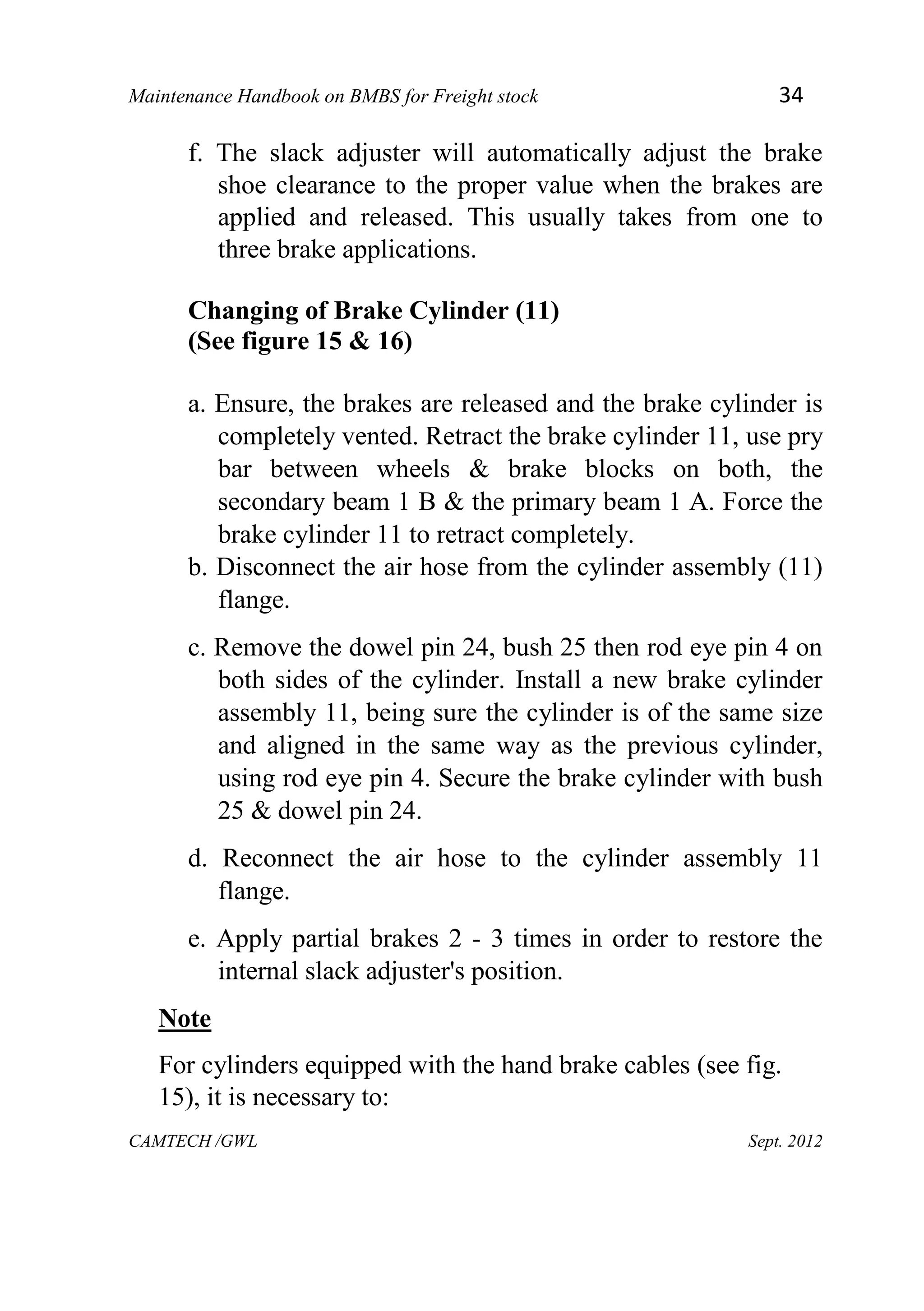 Handbook on bogie mounted brake system on freight stock | PDF
