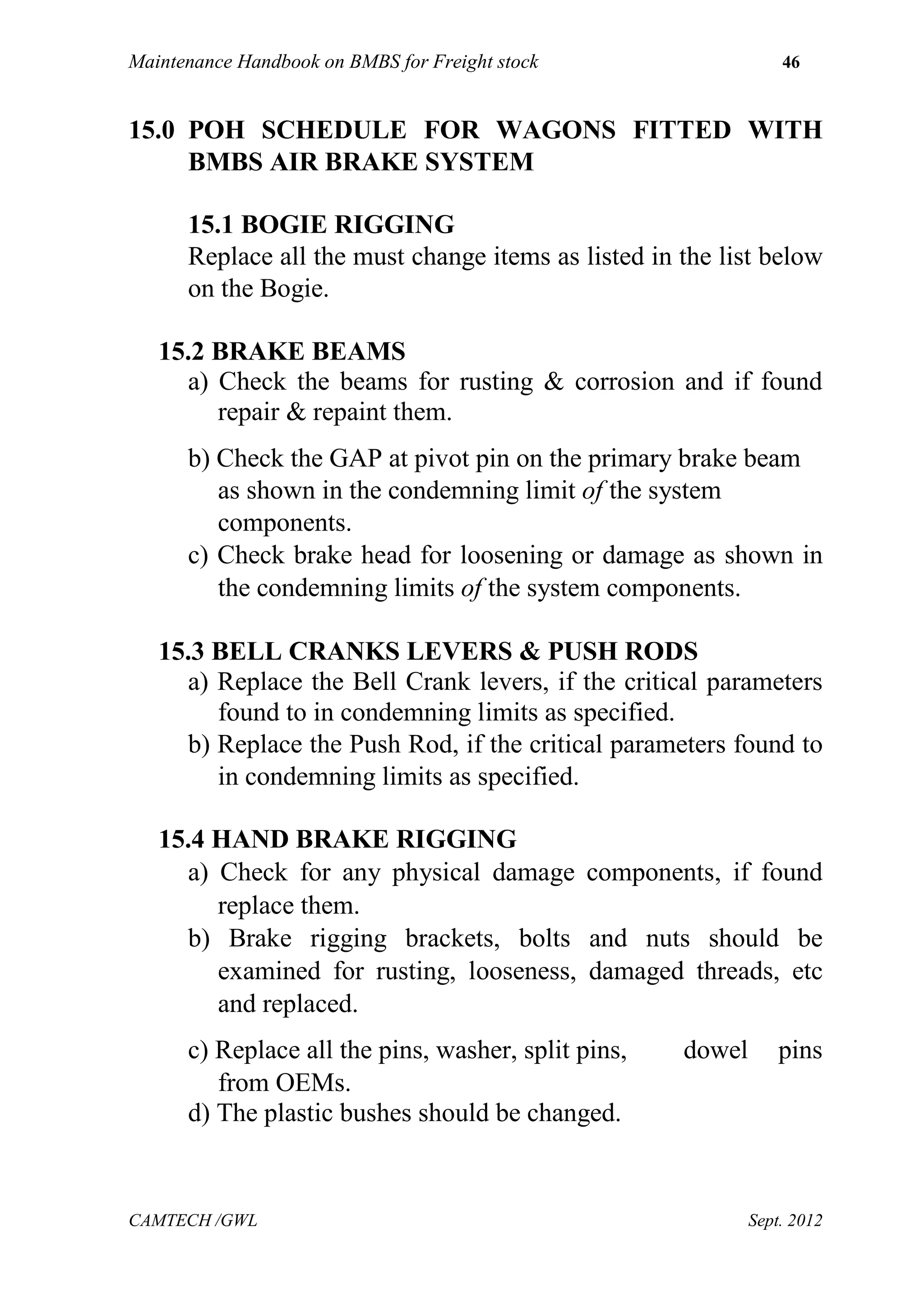 Handbook on bogie mounted brake system on freight stock | PDF