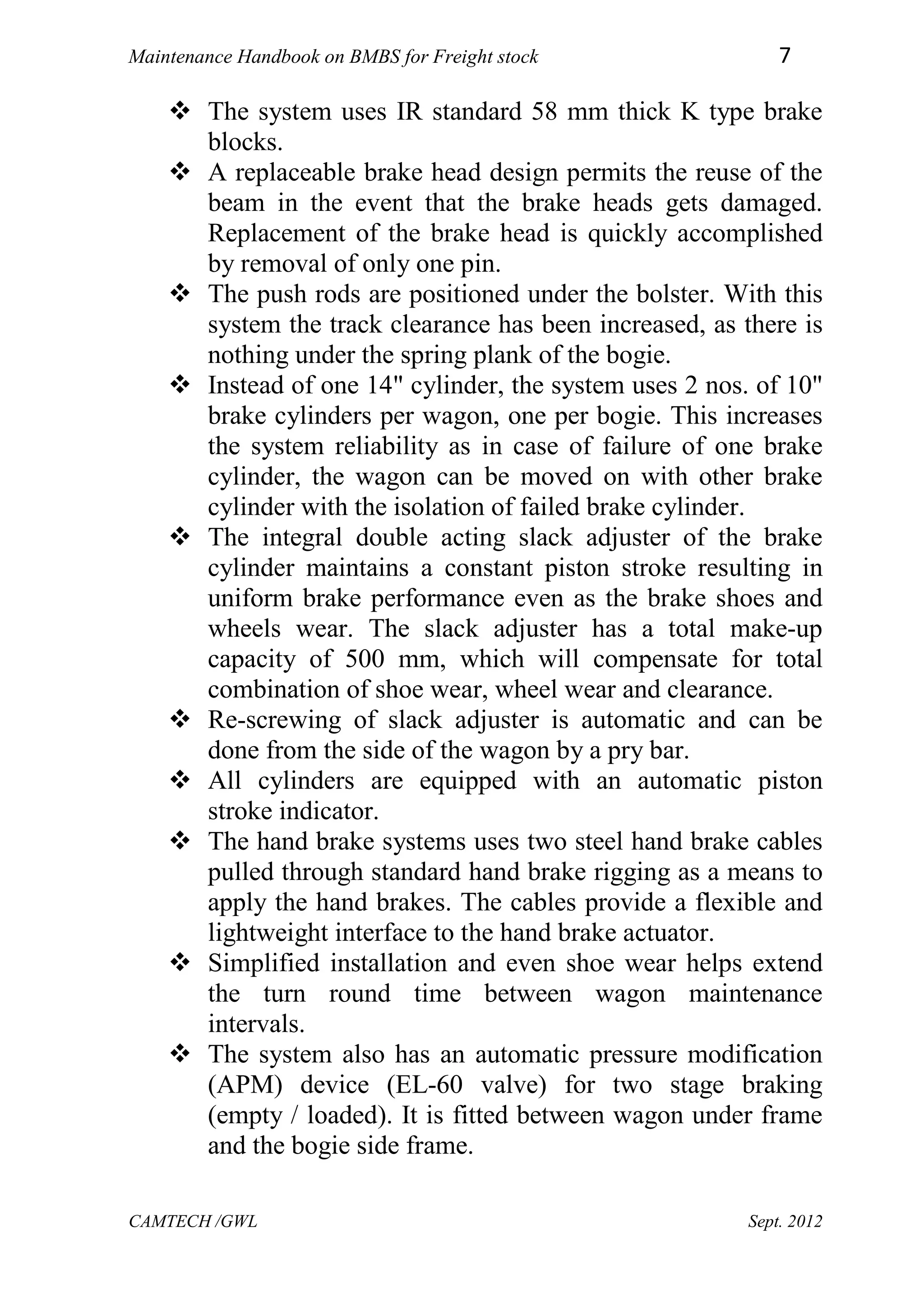 Handbook on bogie mounted brake system on freight stock | PDF