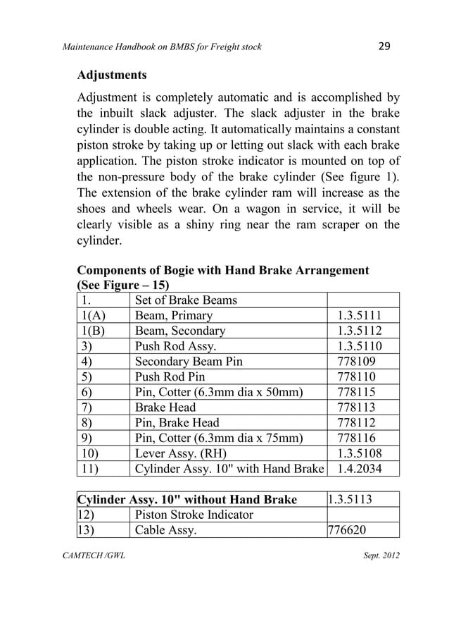 Handbook on bogie mounted brake system on freight stock | PDF ...