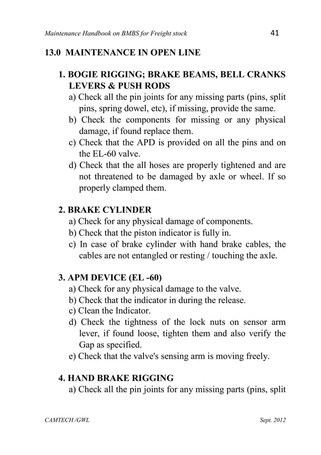 Handbook on bogie mounted brake system on freight stock | PDF ...