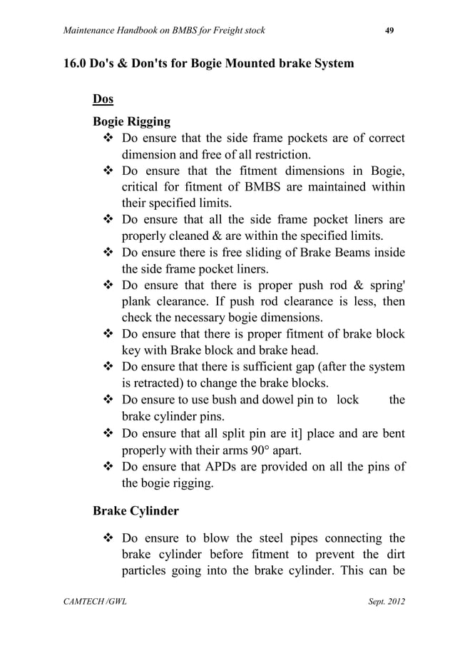 Handbook on bogie mounted brake system on freight stock | PDF ...