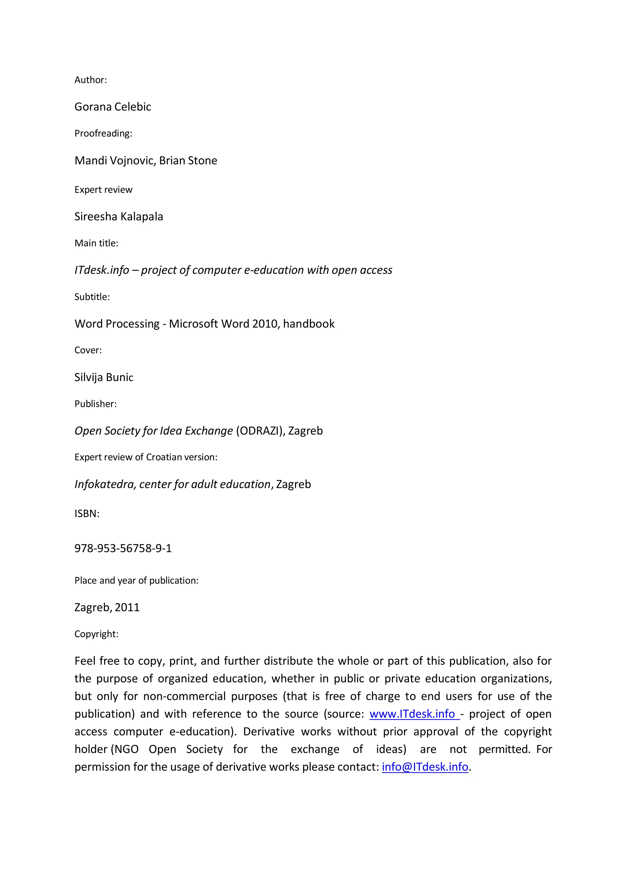 Handbook word processing_microsoft_word_2010 | PDF