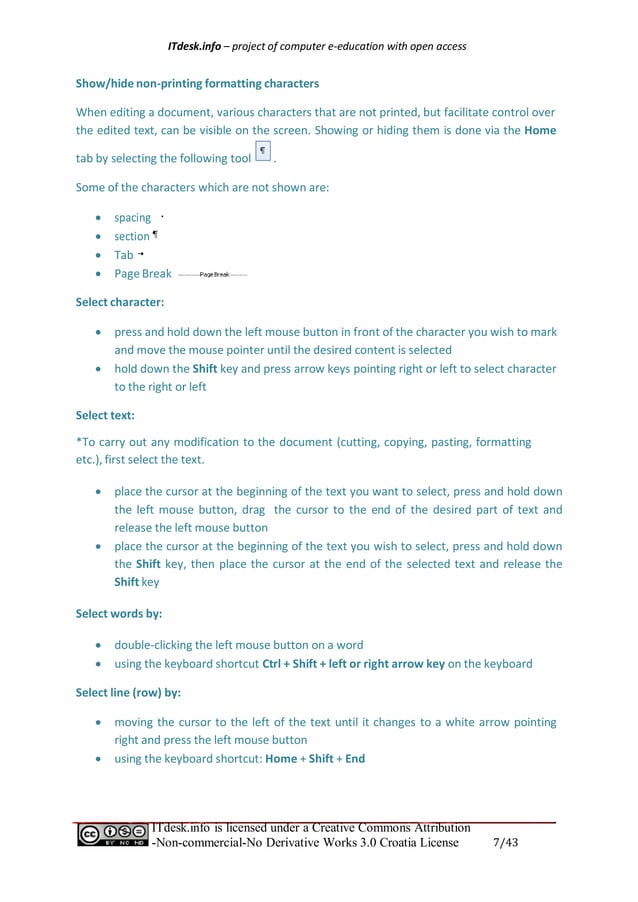 Handbook word processing_microsoft_word_2010 | PDF