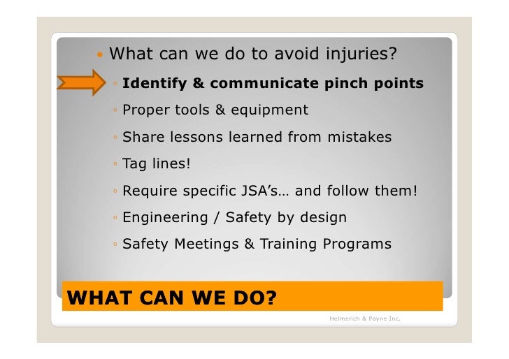 Safety Meeting Topics Pinch Points