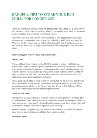 Handful Tips to Store Your Red Chilli for Longer Use.ppt