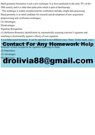 Hand geometry 1. Definition2. Importance3. Advantages and d.pdf ...
