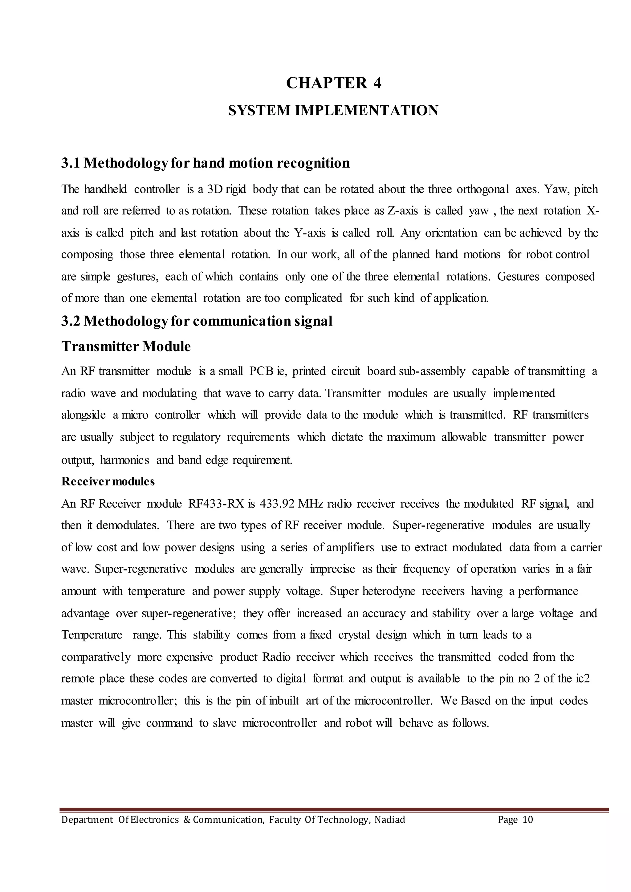 Hand gesture controlled robot | DOCX | Robotics | Technology & Computing