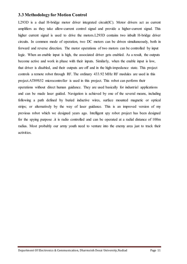 Hand gesture controlled robot | DOCX | Robotics | Technology & Computing