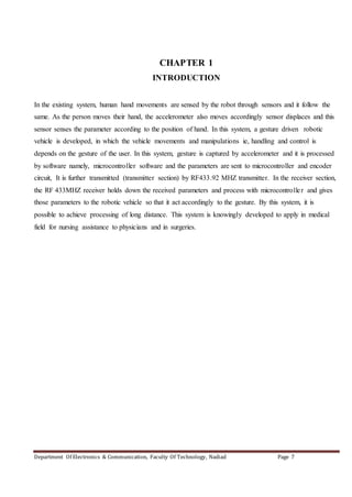 Hand gesture controlled robot | DOCX | Robotics | Technology & Computing