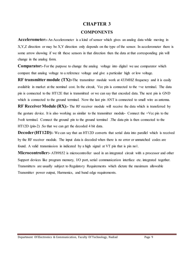 Hand gesture controlled robot | DOCX | Robotics | Technology & Computing