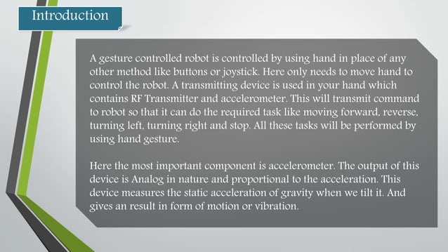 Hand Gesture Controlled Robot Pptx Computer Peripherals Computing