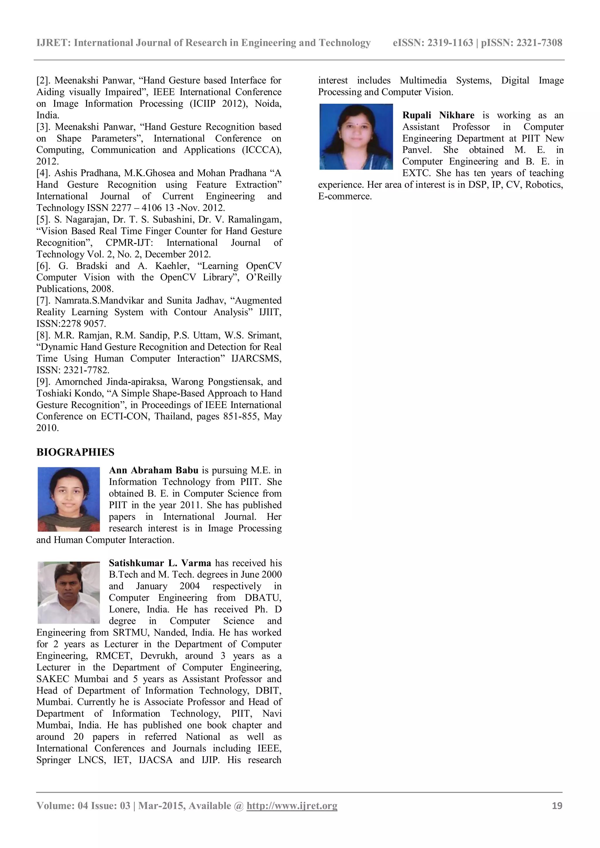 Hand gesture recognition system for human computer interaction using ...