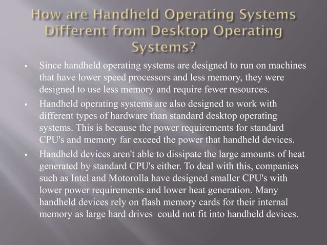 Handheld operting system | PPTX | Operating Systems | Computer Software and Applications