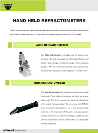 Hand Held Refractometers by ACMAS Technologies Pvt Ltd. | PDF | Physics ...