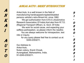 Handicappd person’s vehicle | PPT