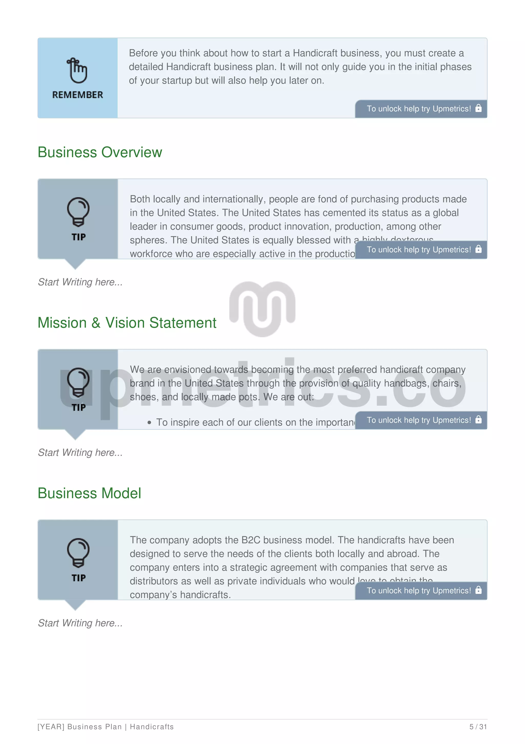Handicraft Business Plan Example | PDF
