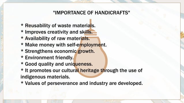 HANDICRAFT- Handicraft lesson and discussion | PPT | Beadwork | Arts ...