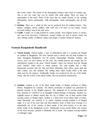 Handicraft Industry in Bangladesh | DOCX