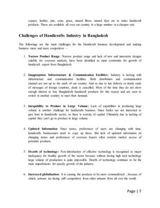 Handicraft Industry in Bangladesh | DOCX