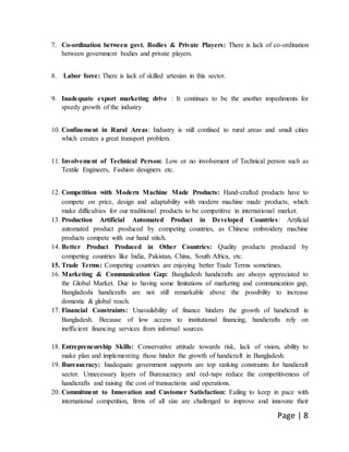 Handicraft Industry in Bangladesh | DOCX