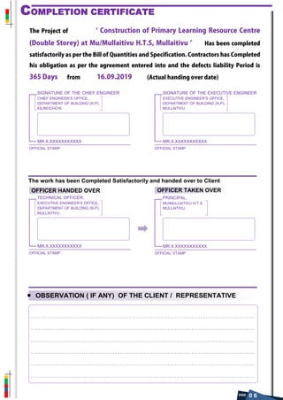 Document for Handing over the building | PDF
