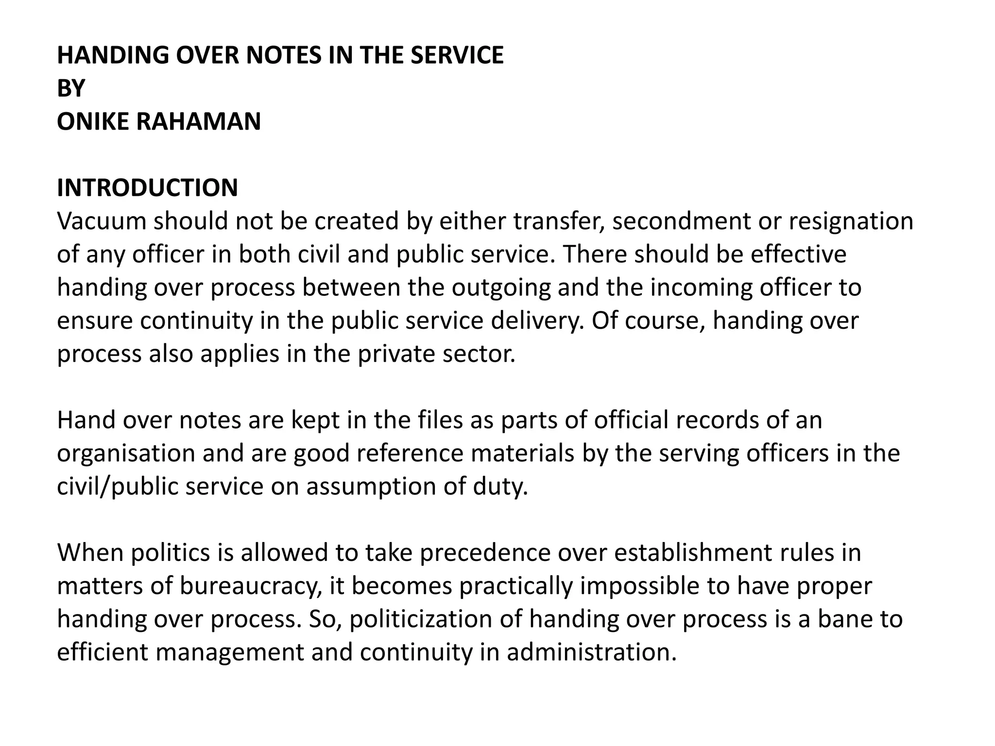 Handing over notes in the service | PPTX