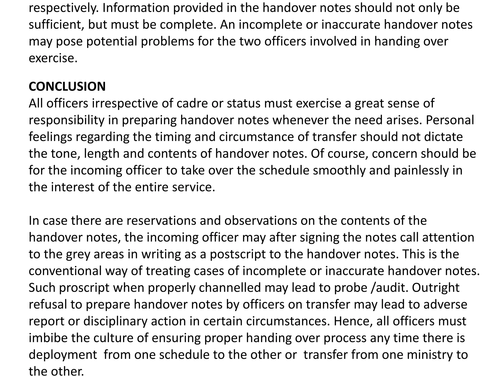 Handing over notes in the service | PPTX | Resume Writing and Advice ...