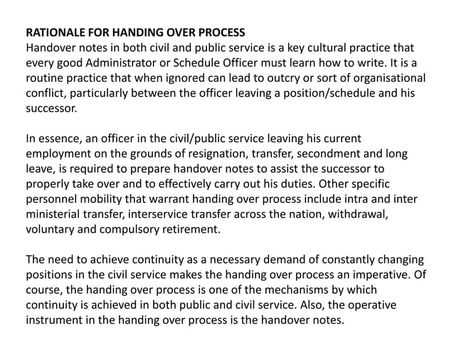 Handing over notes in the service | PPTX | Resume Writing and Advice ...