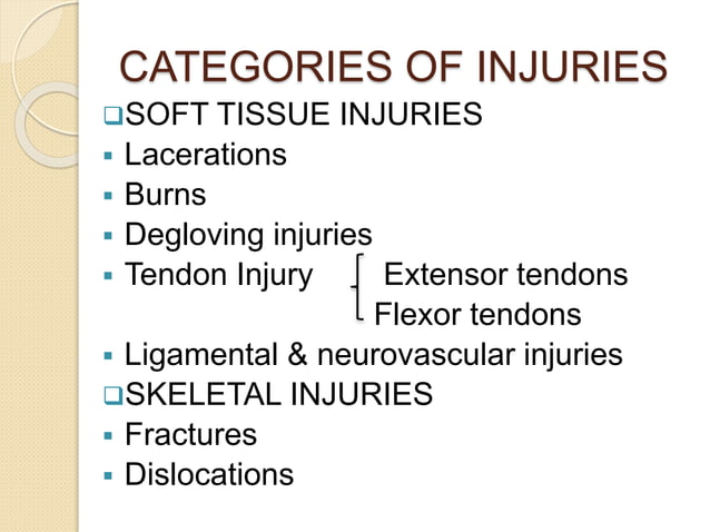 Hand Injuries & Their Managements | PPTX