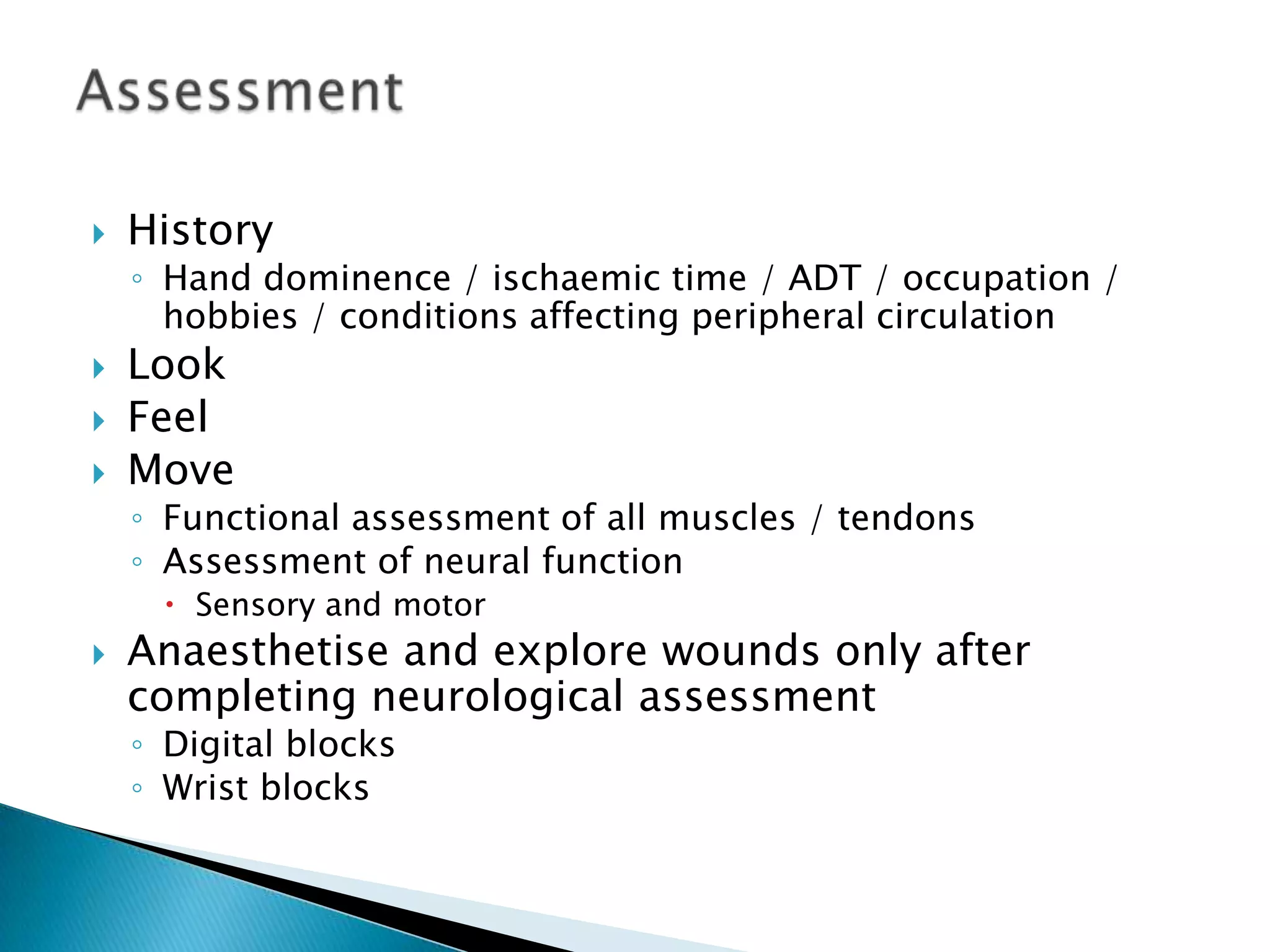 Hand injury assessment | PPTX