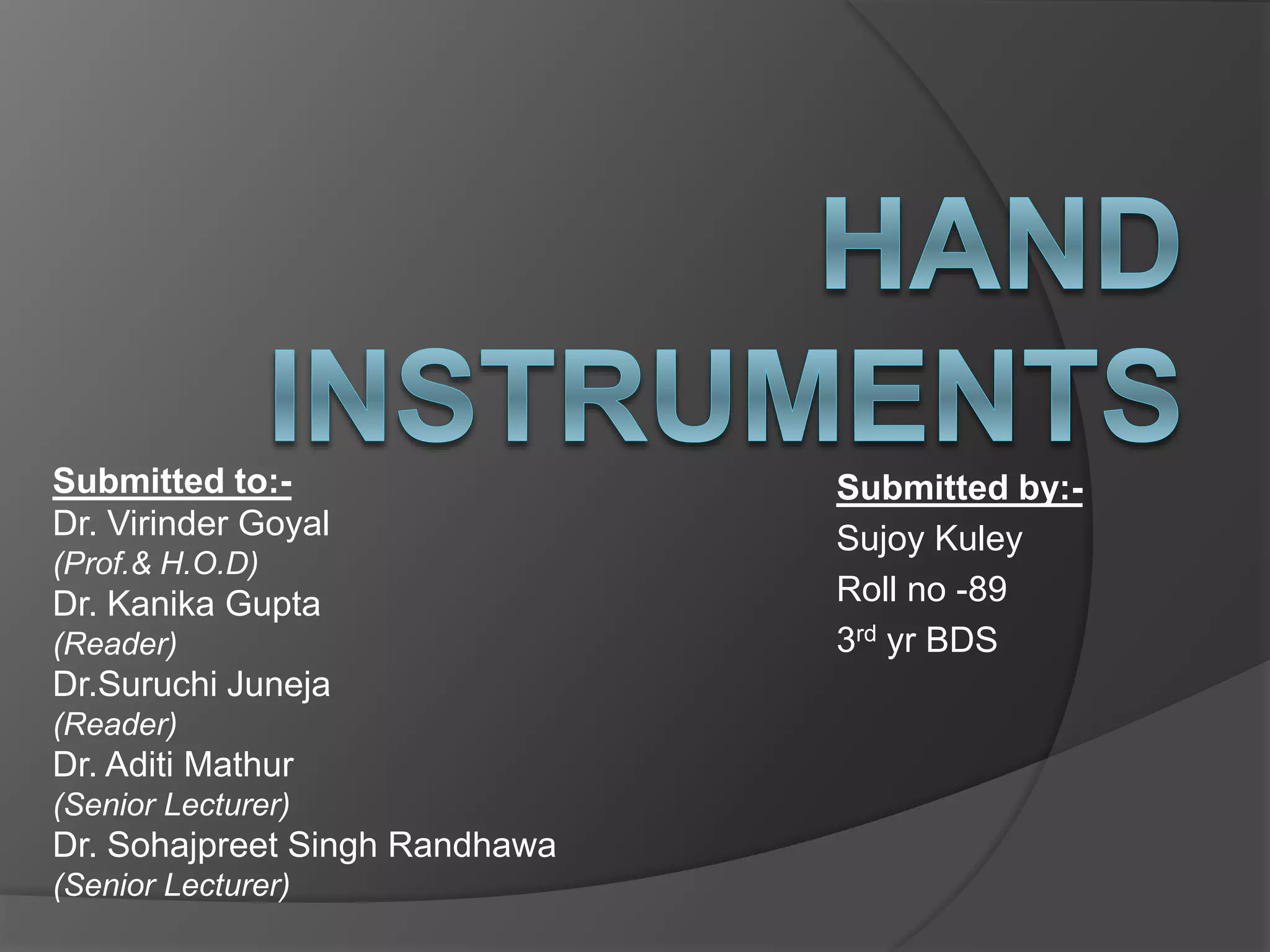 Hand cutting instruments | PPTX