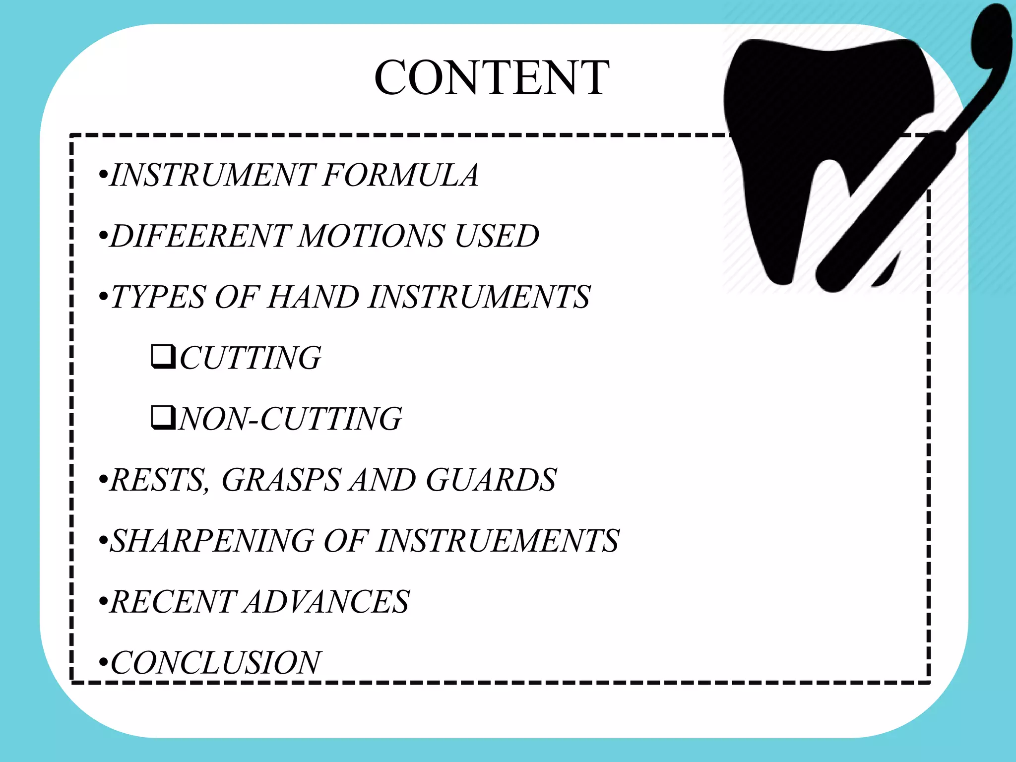 Hand instruments in operative dentistry | PPT