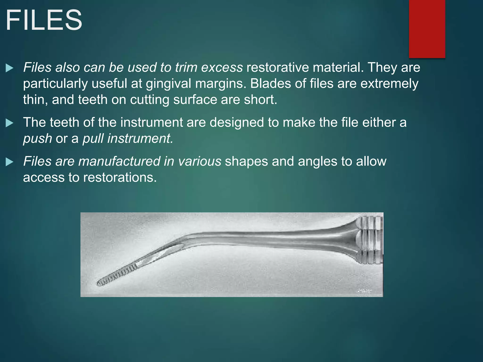 Hand instruments in operative dentistry 2 nd yr | PPTX