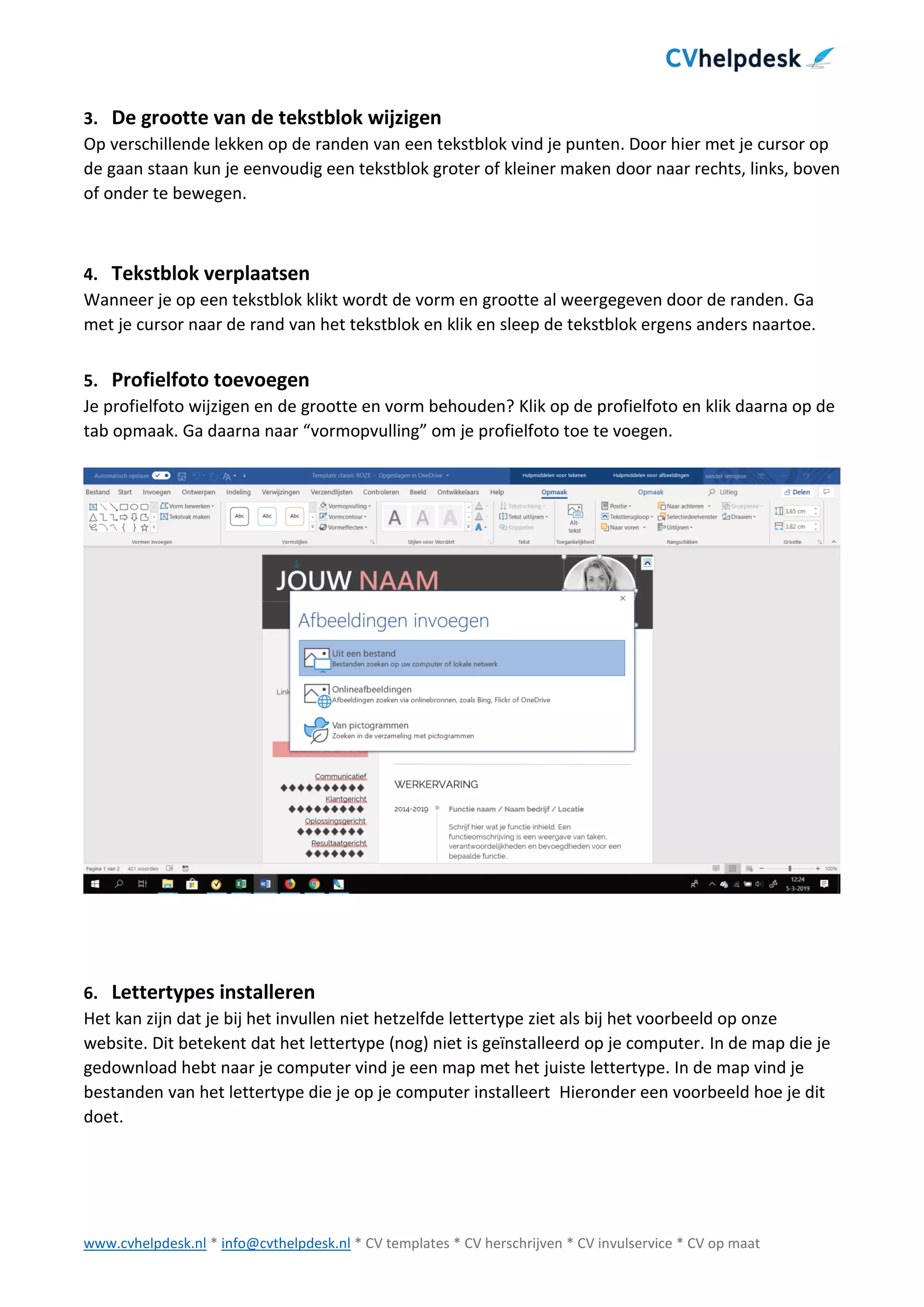 Handleiding cv template classic | PDF