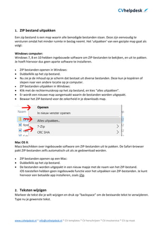 Handleiding cv template classic | PDF