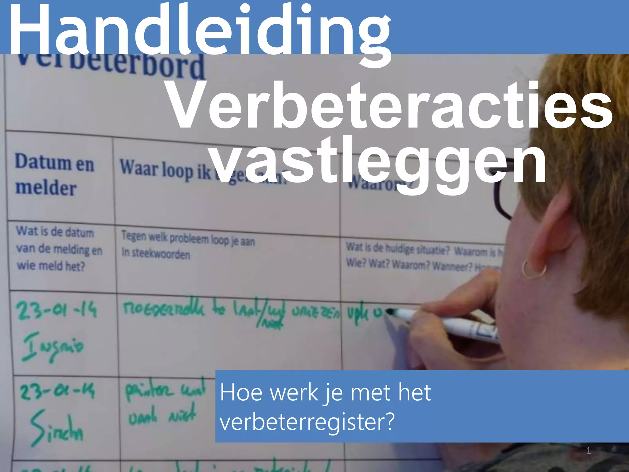 Handleiding Lelie Zorggroep Verbeterregister | PPTX