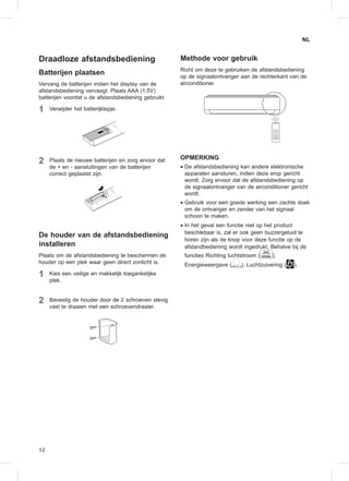 Handleiding lg airco nl pc09sq | PDF