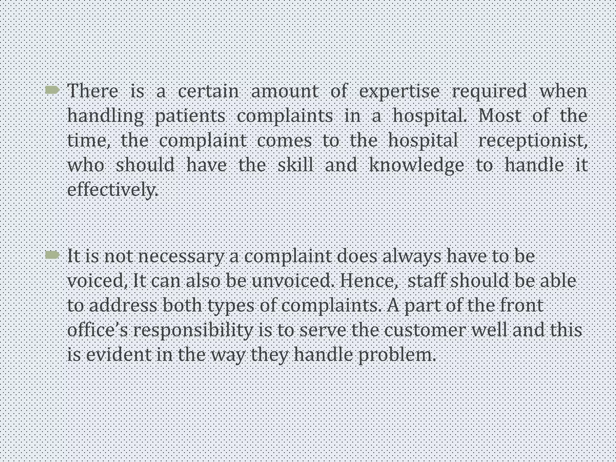 Handle the complaints in hospital | PPTX