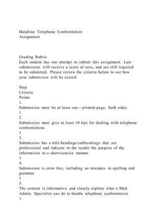 Handline telephone confrontation assignment grading rubr | DOCX