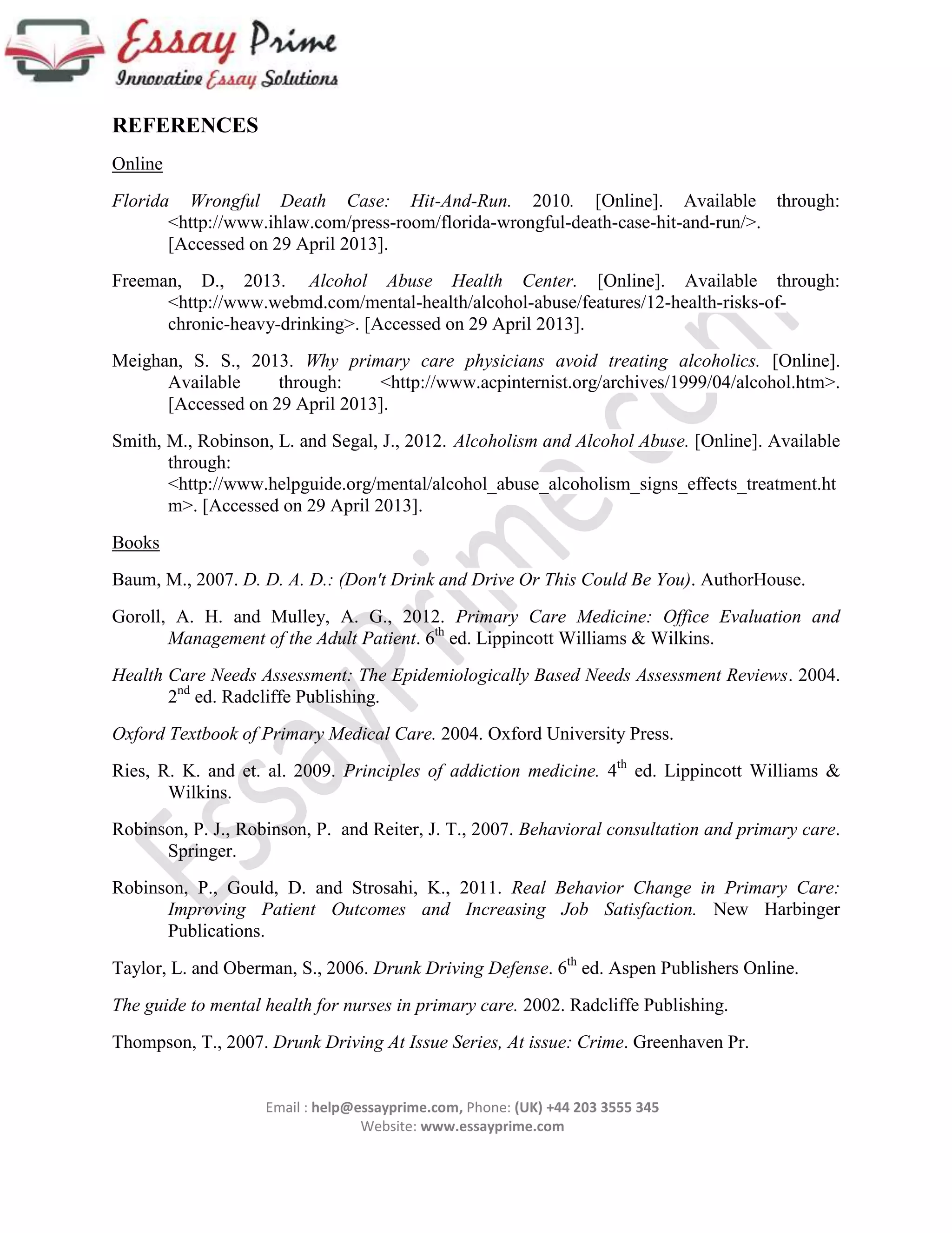 Handling Alcoholic Patients Essay Sample | PDF