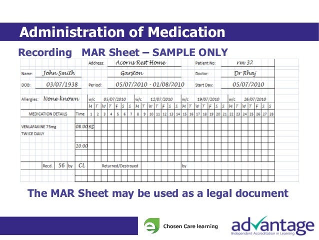 Handling and administration of medicines